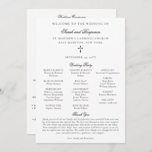 Elegant Downloadable Catholic Wedding Mass Program | Zazzle