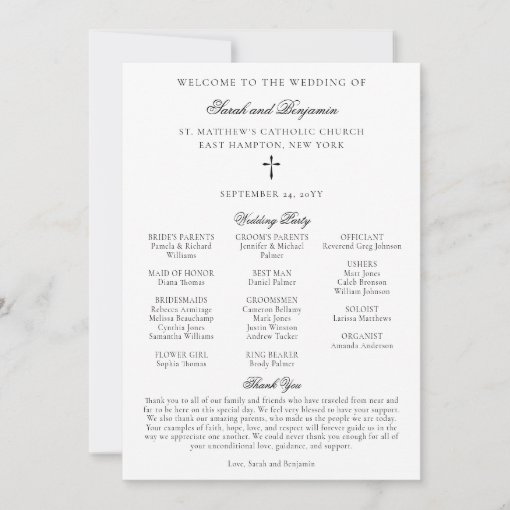 Elegant Downloadable Catholic Wedding Mass Program | Zazzle