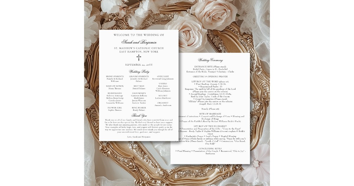 Elegant Downloadable Catholic Wedding Mass Program | Zazzle