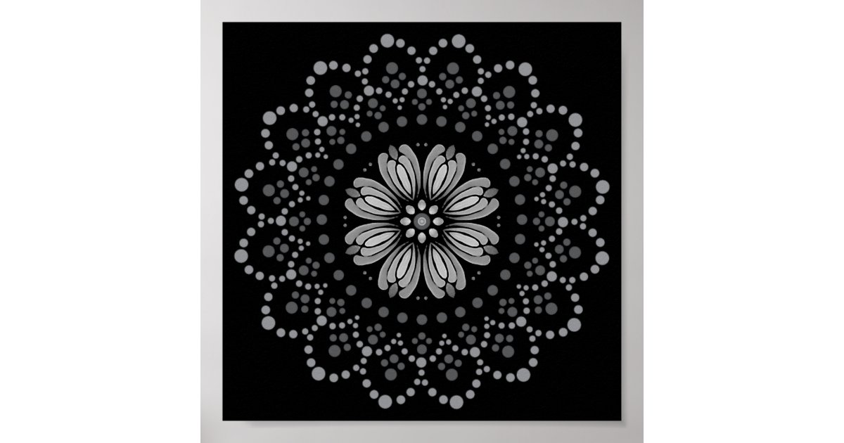 Elegant Downloadable Floral Mandala Template Poster | Zazzle