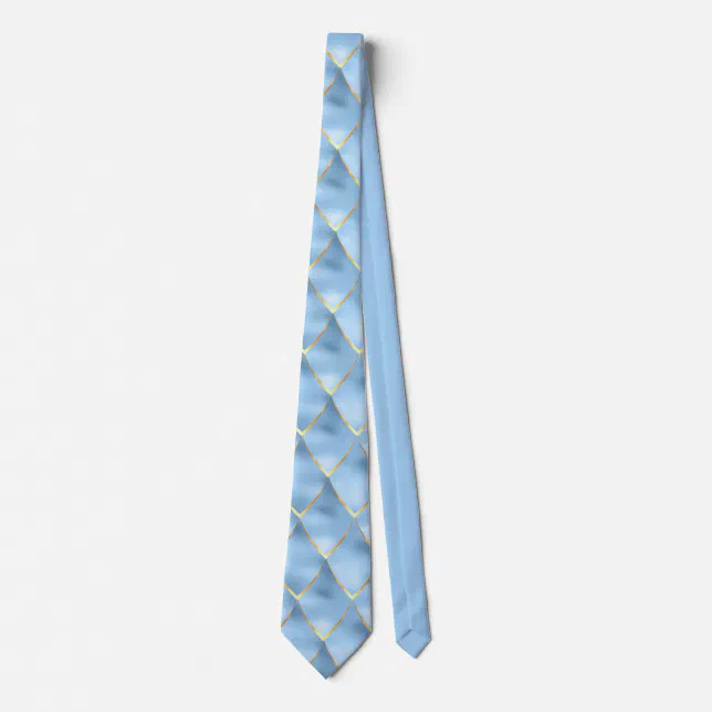Elegant Dragon Scale Baby Blue Gold Pattern Neck Tie | Zazzle