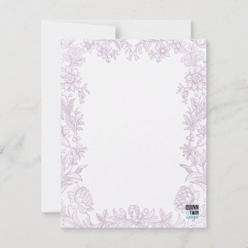 Elegant Drawn Floral Lavender Note Card | Zazzle