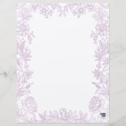 Elegant Drawn Floral Lavender Writing Paper | Zazzle