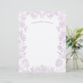 Elegant Drawn Floral Lavender Writing Paper | Zazzle