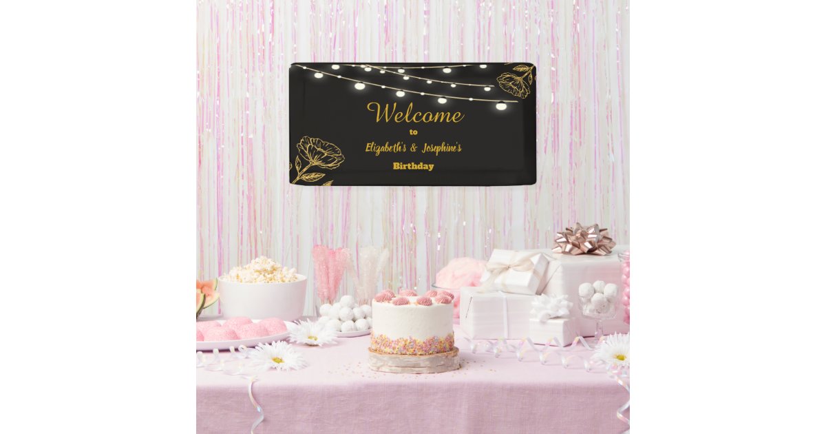 Elegant Dual Birthday Soiree Banner | Zazzle