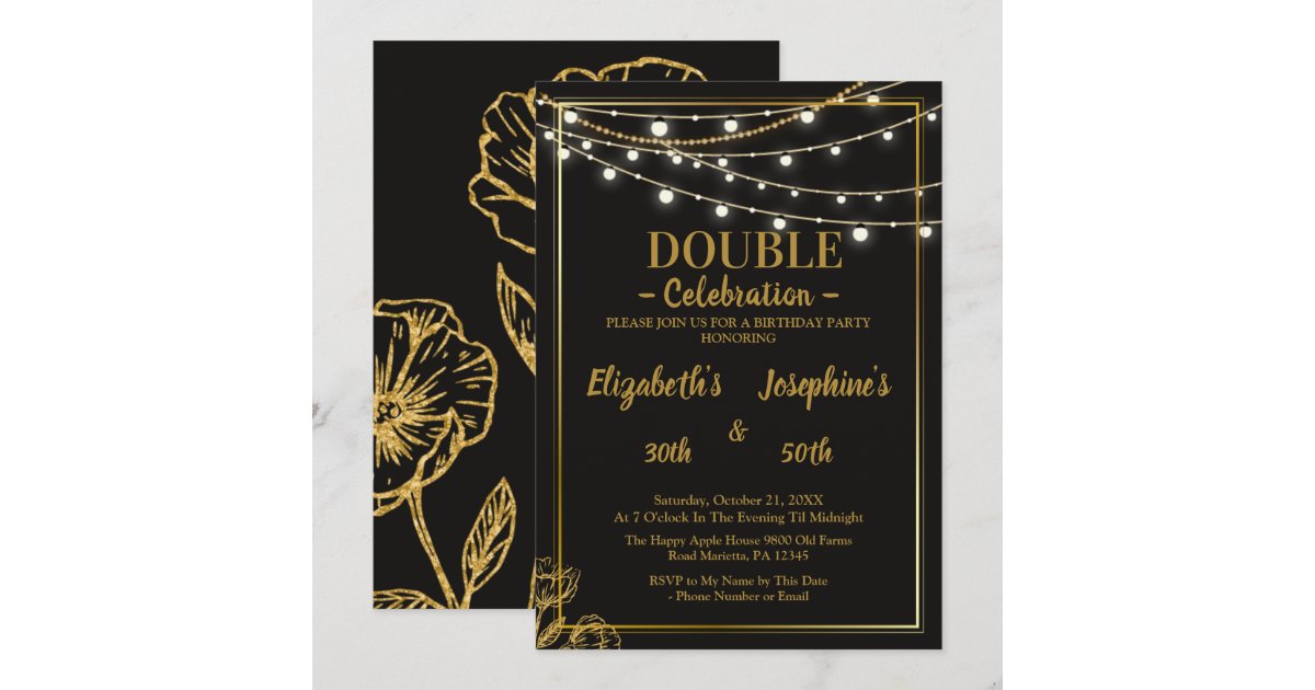 Elegant Dual Birthday Soiree Invitation | Zazzle