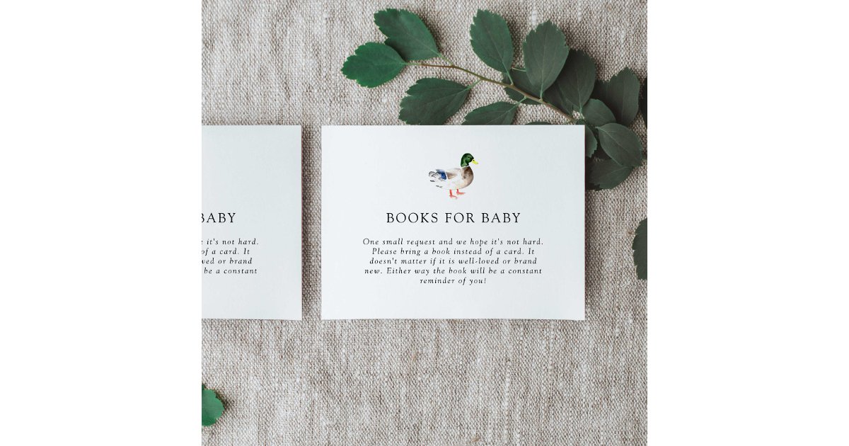 Elegant Duck Baby Shower Book Request Card | Zazzle