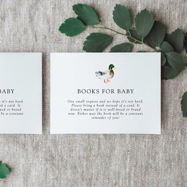 Elegant Duck Baby Shower Book Request Card | Zazzle