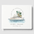 Elegant Dusky Cruise Ship Palm Seascape Wedding Guest Book | Zazzle