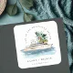 Elegant Dusky Cruise Ship Palm Seascape Wedding Square Sticker | Zazzle