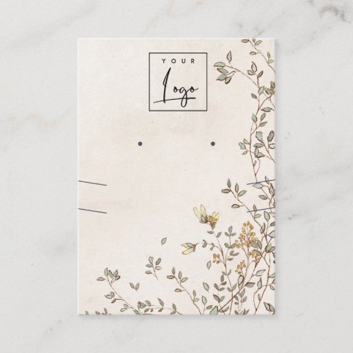 Elegant Dusky Floral Vine Logo Earring Necklace Business Card | Zazzle