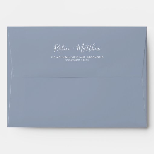Elegant Dusty Blue and White Floral Wedding Envelope | Zazzle