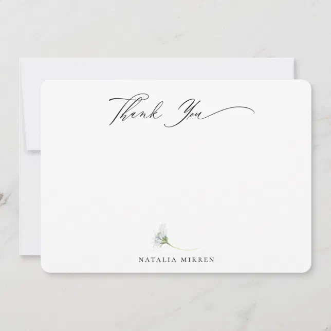 Elegant Dusty Blue Botanical Floral Thank You Note Card | Zazzle