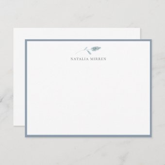 Elegant Dusty Blue Botanical Note Card | Zazzle