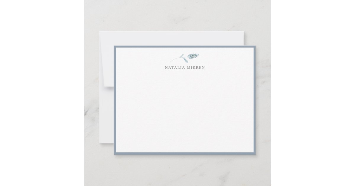 Elegant Dusty Blue Botanical Note Card | Zazzle
