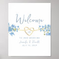 Elegant Dusty Blue Botanical Wedding Welcome Poster | Zazzle