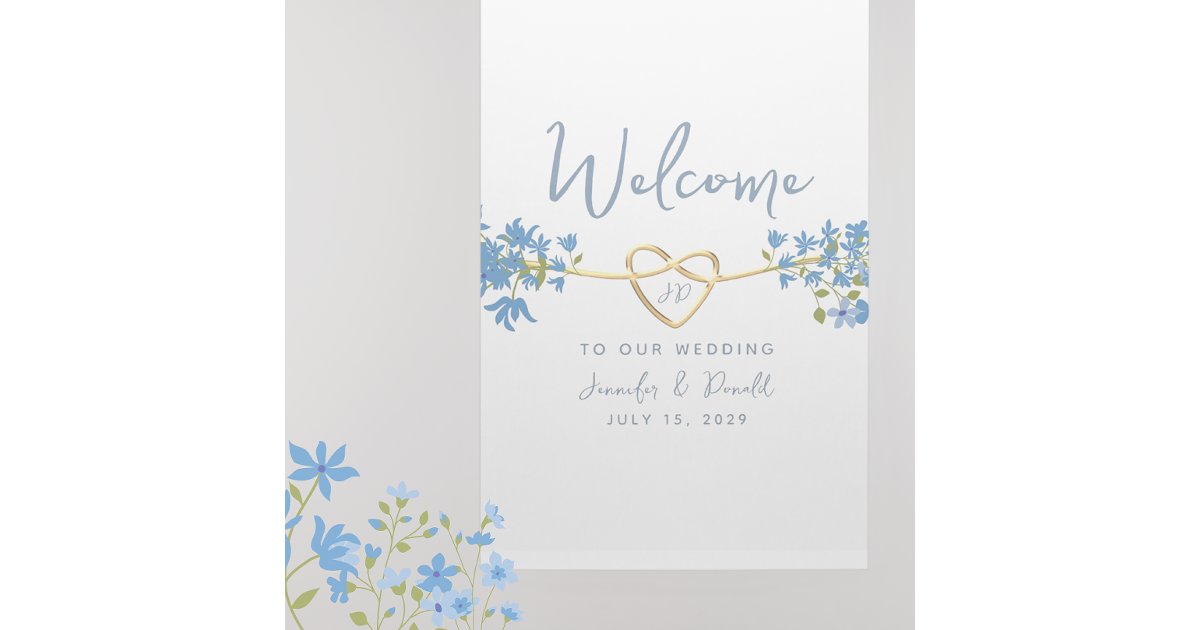 Elegant Dusty Blue Botanical Wedding Welcome Poster | Zazzle