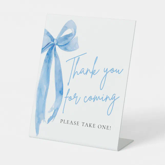Elegant Dusty Blue Bow Thank You For Coming Sign | Zazzle