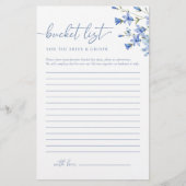 Elegant Dusty Blue Bucket List Bridal Shower Game | Zazzle
