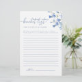 Elegant Dusty Blue Bucket List Bridal Shower Game | Zazzle