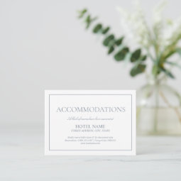Elegant Dusty Blue Classic Script Accommodations Enclosure Card | Zazzle