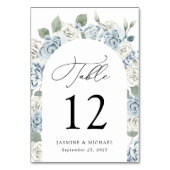 Elegant Dusty Blue Floral Arch Wedding Table Number | Zazzle