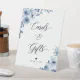 Elegant Dusty Blue Floral Cards and Gifts Pedestal Sign | Zazzle