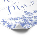 Elegant Dusty Blue Floral From Miss to Mrs Sign | Zazzle