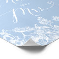 Elegant Dusty Blue Floral From Miss to Mrs Sign | Zazzle