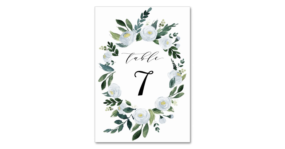 Elegant Dusty Blue Floral Rustic Garden Wedding Table Number | Zazzle