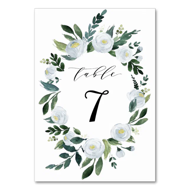 Elegant Dusty Blue Floral Rustic Garden Wedding Table Number | Zazzle