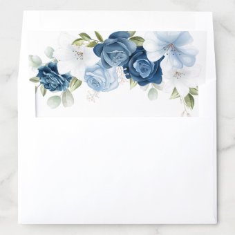 Elegant Dusty Blue Floral Wedding Invitation Envelope Liner | Zazzle