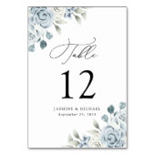 Elegant Dusty Blue Floral Wedding Table Number | Zazzle