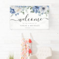 Elegant Dusty Blue Floral Wedding Welcome Banner | Zazzle