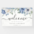 Elegant Dusty Blue Floral Wedding Welcome Banner | Zazzle