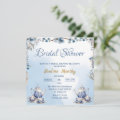 elegant dusty blue flowers tea party bridal shower invitation | Zazzle