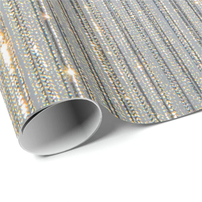 Elegant Dusty Blue Gold & Silver Glitter Abstract Wrapping Paper | Zazzle