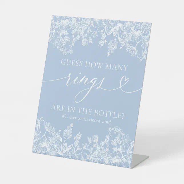 Elegant Dusty Blue Guess How Many Rings Game Sign | Zazzle