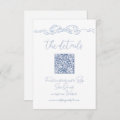 Elegant Dusty Blue Hand Drawn Bow QR Code Details Enclosure Card | Zazzle