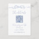 Elegant Dusty Blue Hand Drawn Bow QR Code Details Enclosure Card | Zazzle