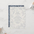 Elegant Dusty Blue Line Art Botanical Baby Shower Invitation | Zazzle