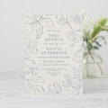 Elegant Dusty Blue Line Art Botanical Baby Shower Invitation | Zazzle