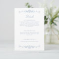 Elegant Dusty Blue Line Art Wedding Details Enclosure Card | Zazzle