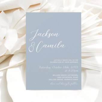 Elegant Dusty Blue Photo Wedding Invitation | Zazzle