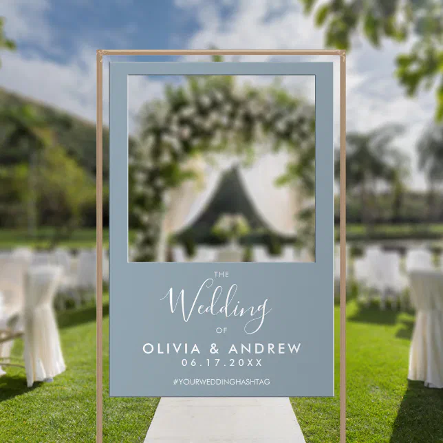 Elegant Dusty Blue Prop Wedding Selfie Photo Frame Foam Board | Zazzle