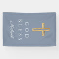 Elegant Dusty Blue Religious Cross Boy God Bless Banner | Zazzle