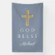Elegant Dusty Blue Religious Cross Boy God Bless Banner | Zazzle