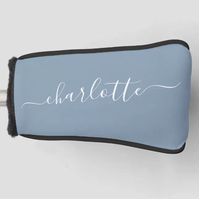 Elegant Dusty Blue Script Modern Name Personalized Golf Head Cover | Zazzle