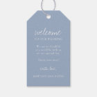Elegant Dusty Blue Script Wedding Welcome Gift Tags | Zazzle