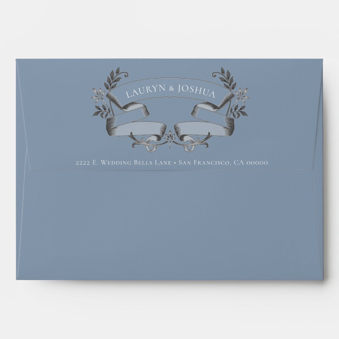 Elegant Dusty Blue Wedding Envelope | Zazzle